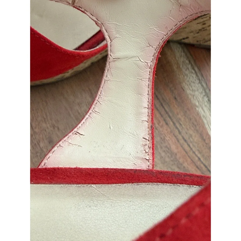 Nine West | Shoes | Nine West Bigeasyo Red Textile Cork Wedge Sandals ...